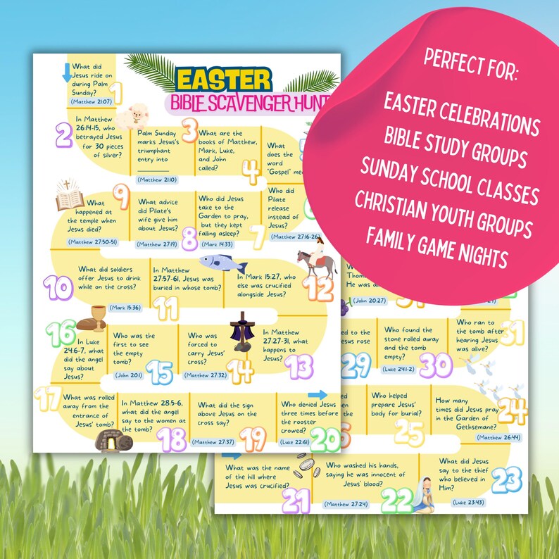 Easter Bible Scavenger Hunt | Fun Printable Easter Trivia Game for Kids ...