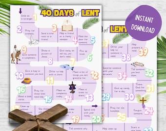 40 Days Lent Countdown Calendar, 40 Days of Prayer Lent, Kids Lenten ...
