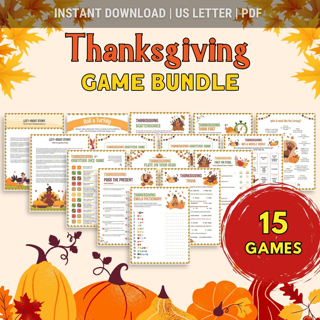Fun Thanksgiving Game Bundle, Turkey Day Trivia Game, Thanksgiving ...