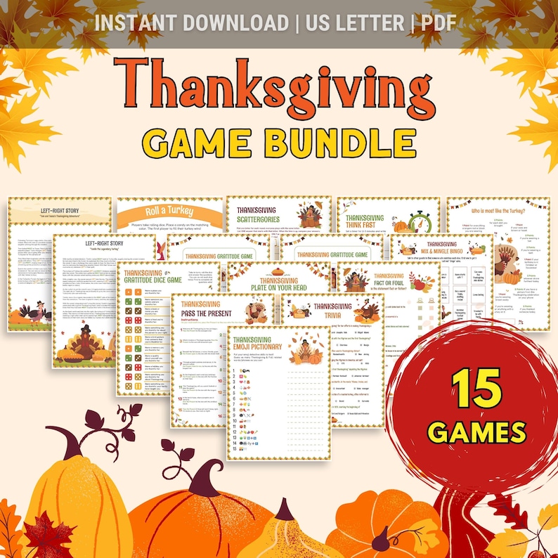 Fun Thanksgiving Game Bundle, Turkey Day Trivia Game, Thanksgiving ...