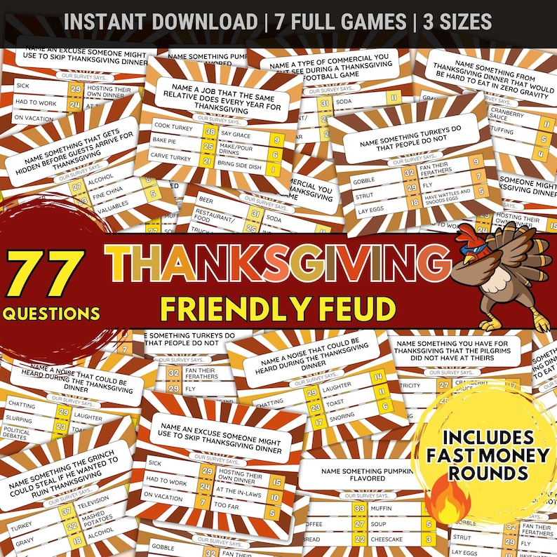 Fun Thanksgiving Friendly Family Feud Game, Thanksgiving Family Group ...