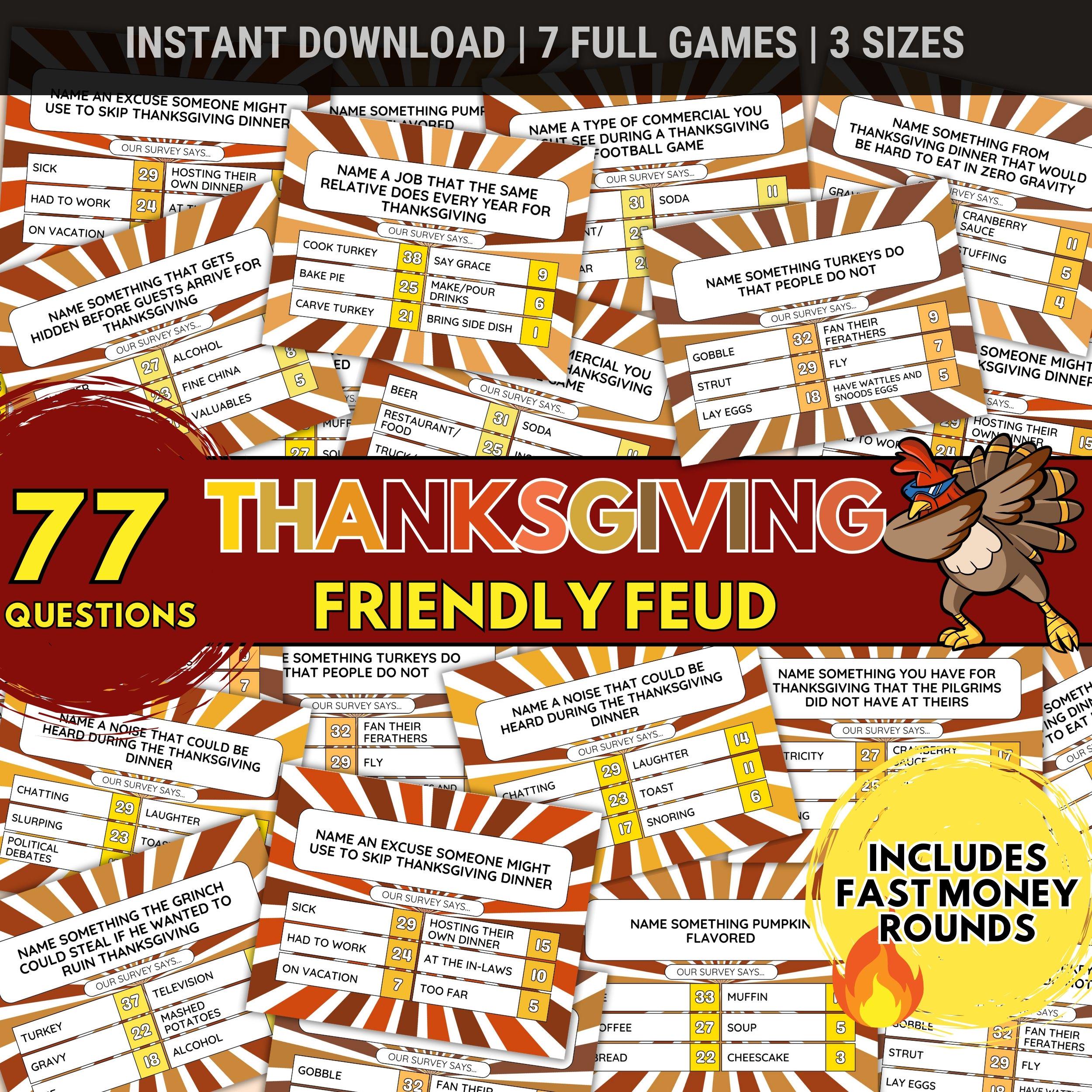Fun Thanksgiving Friendly Family Feud Game, Thanksgiving Family Group ...