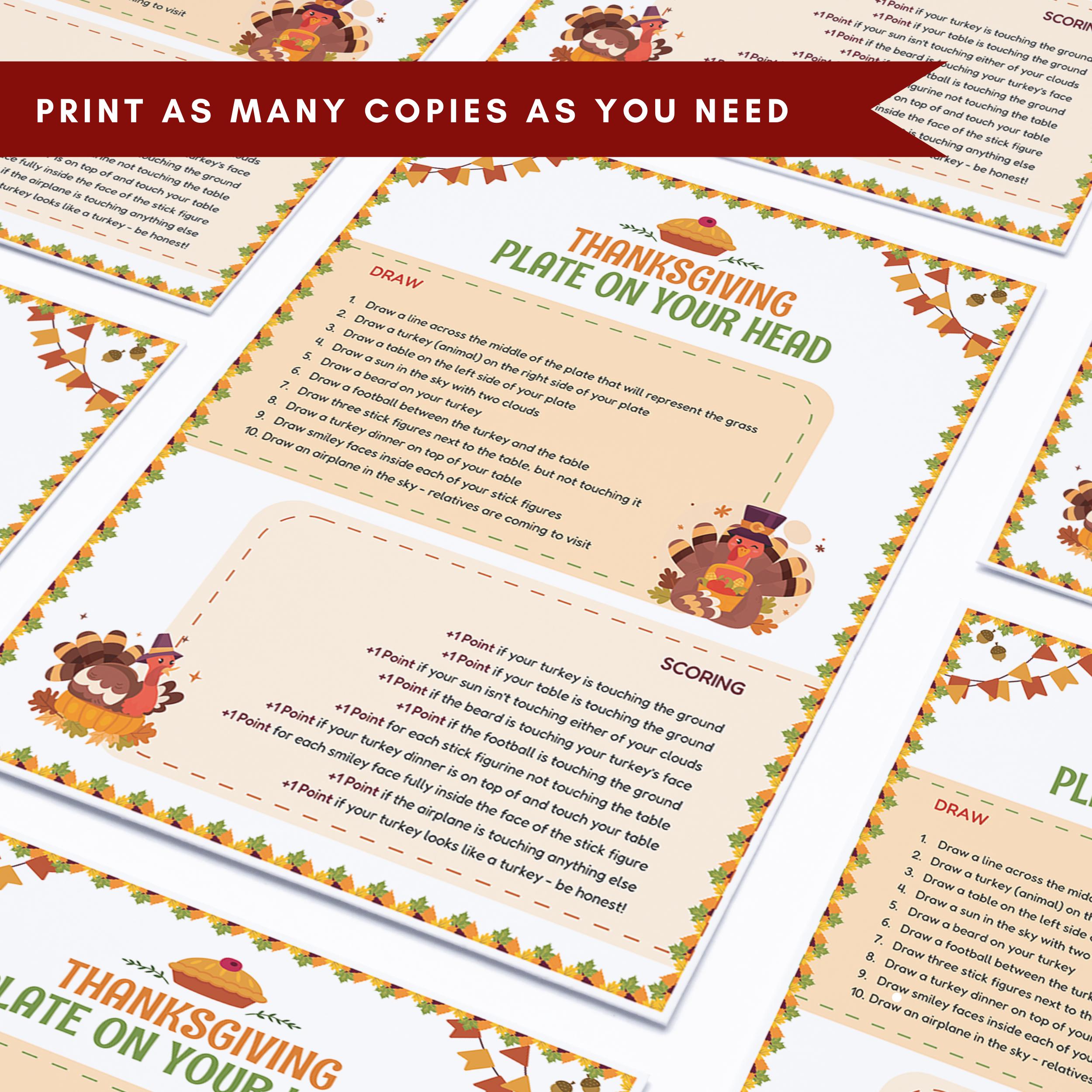 Fun Thanksgiving Plate on Your Head Game, Thanksgiving Game Printable ...