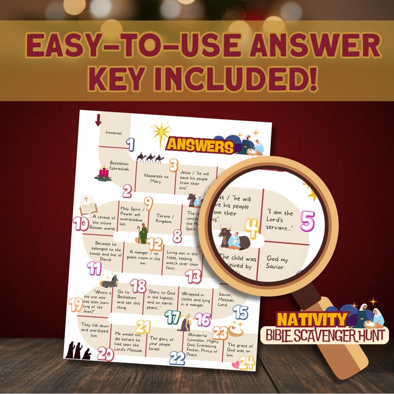Nativity Bible Scavenger Hunt Trivia Game, Chronological Christmas ...