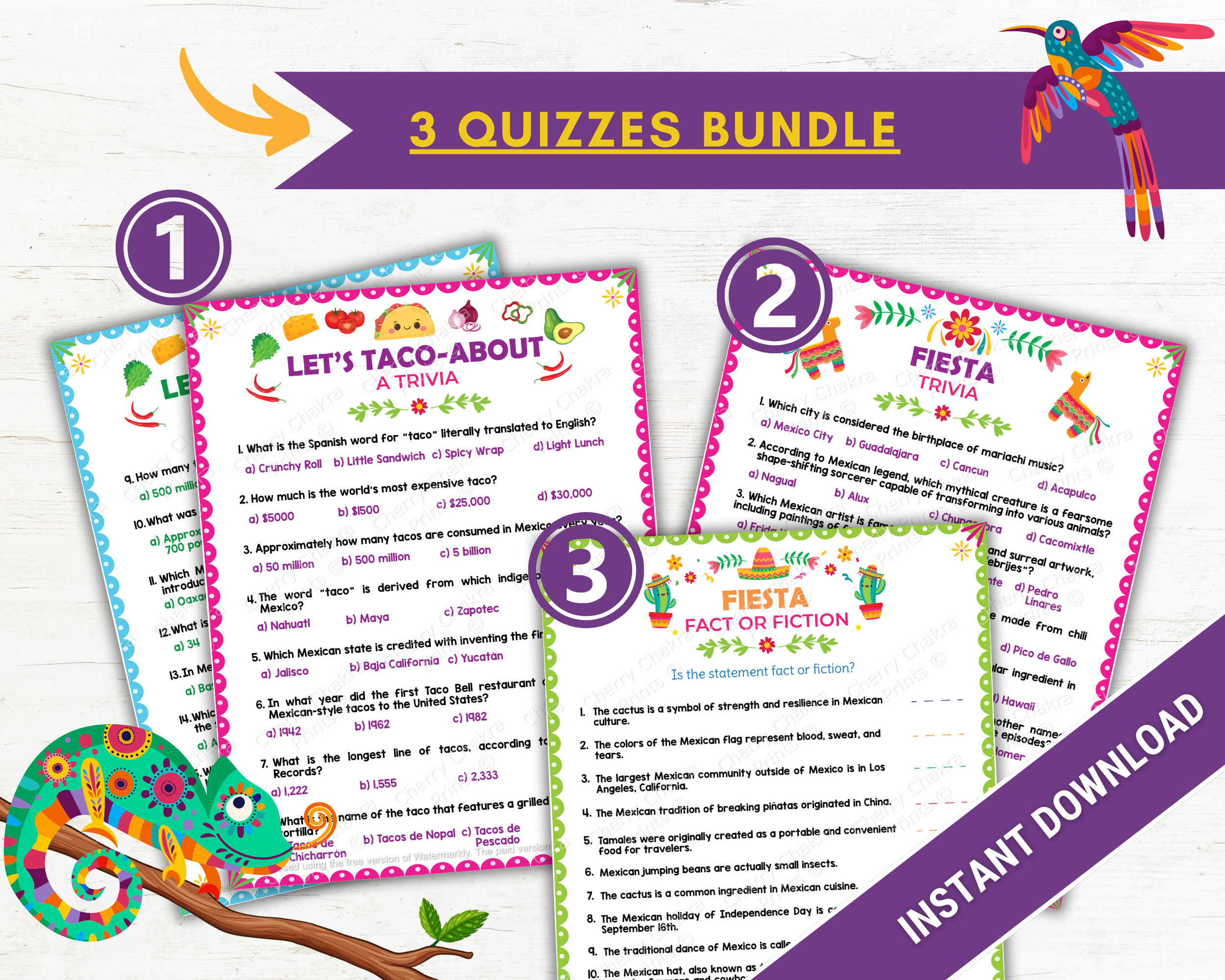 Fiesta Taco Trivia | Mexican Fiesta Printable Games | Tacos Fact or ...