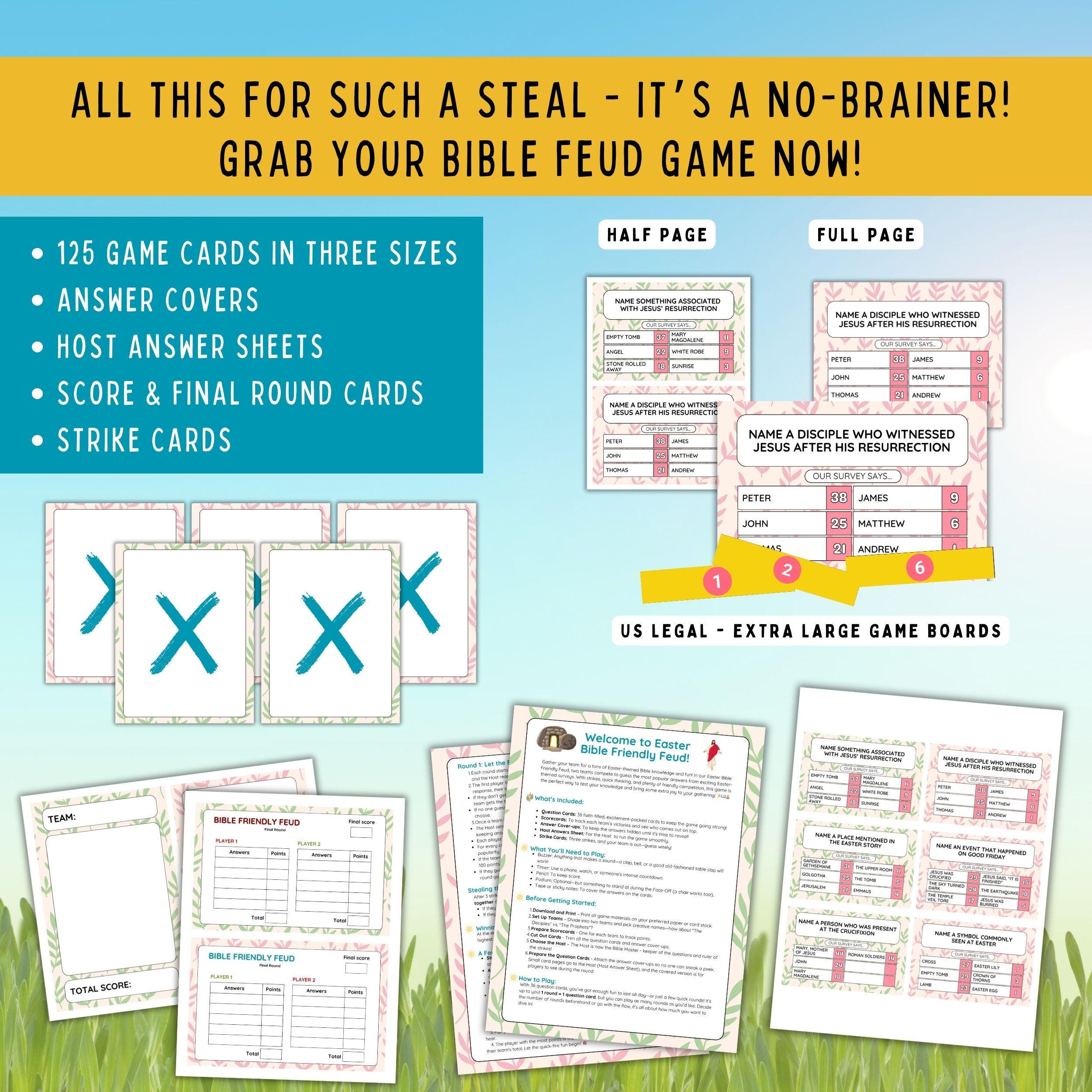 Easter Bible Feud Game, Bible Friendly Easter Feud, Family Game Night ...