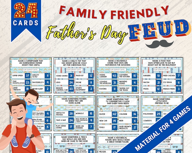 Father's Day Friendly Family Feud Game | the Hilarious Party Game of ...