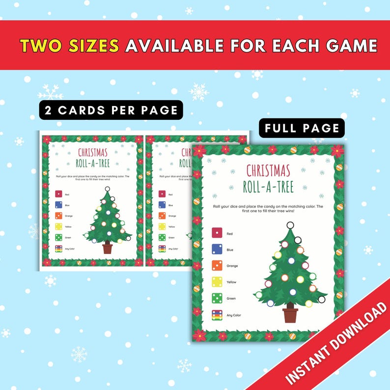 Fun Christmas Roll A Tree & Roll A Snowman Game Bundle, Printable Dice ...