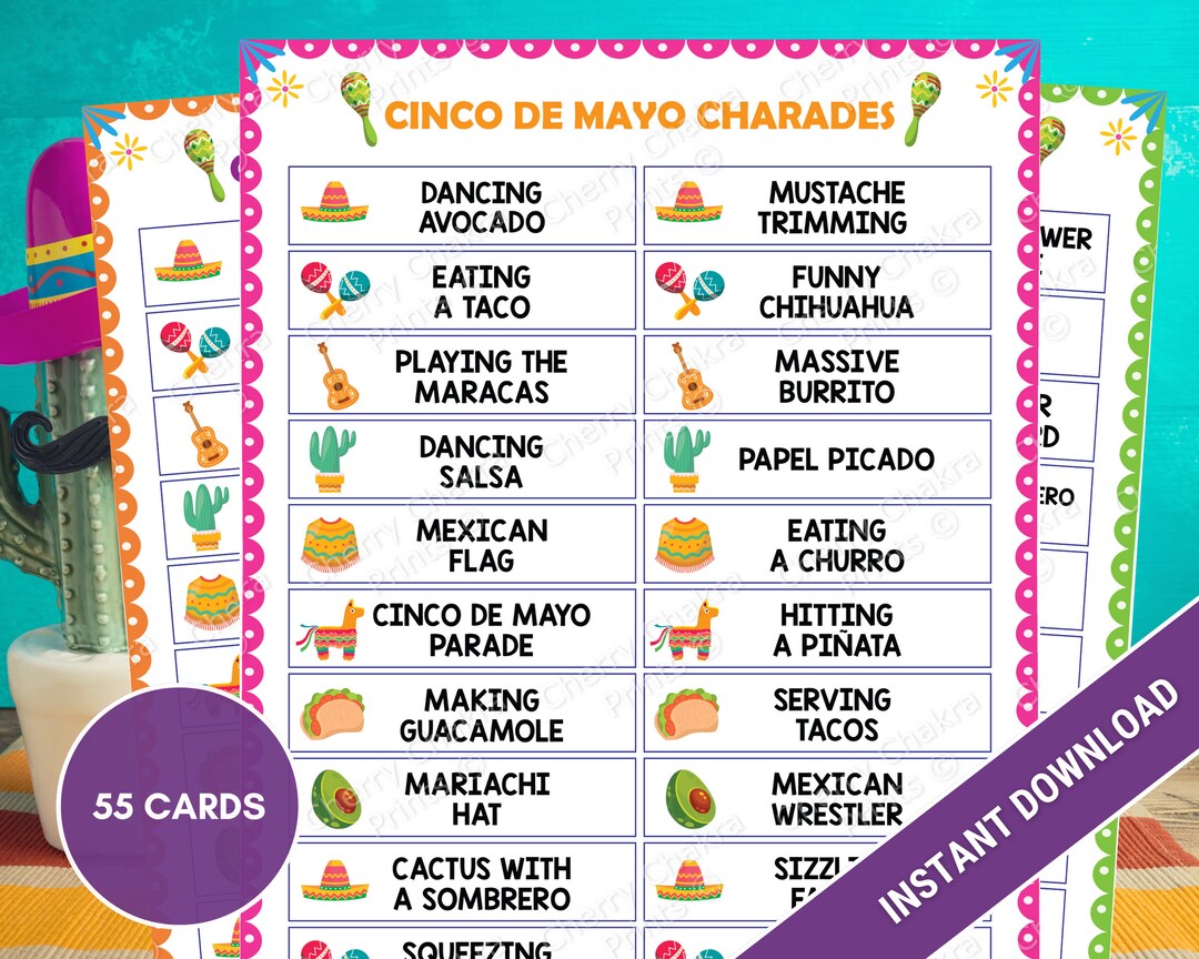 Cinco De Mayo Charades Game | Fun Cinco De Mayo Family Fiesta Party ...