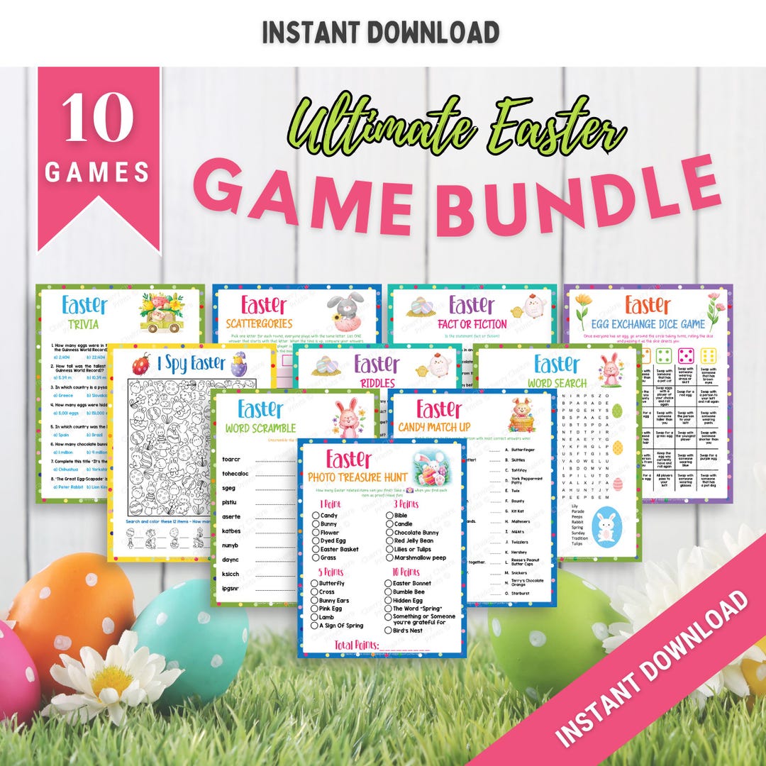 10 Easter Game Bundle | Printable Easter Games for Kids and Adults ...