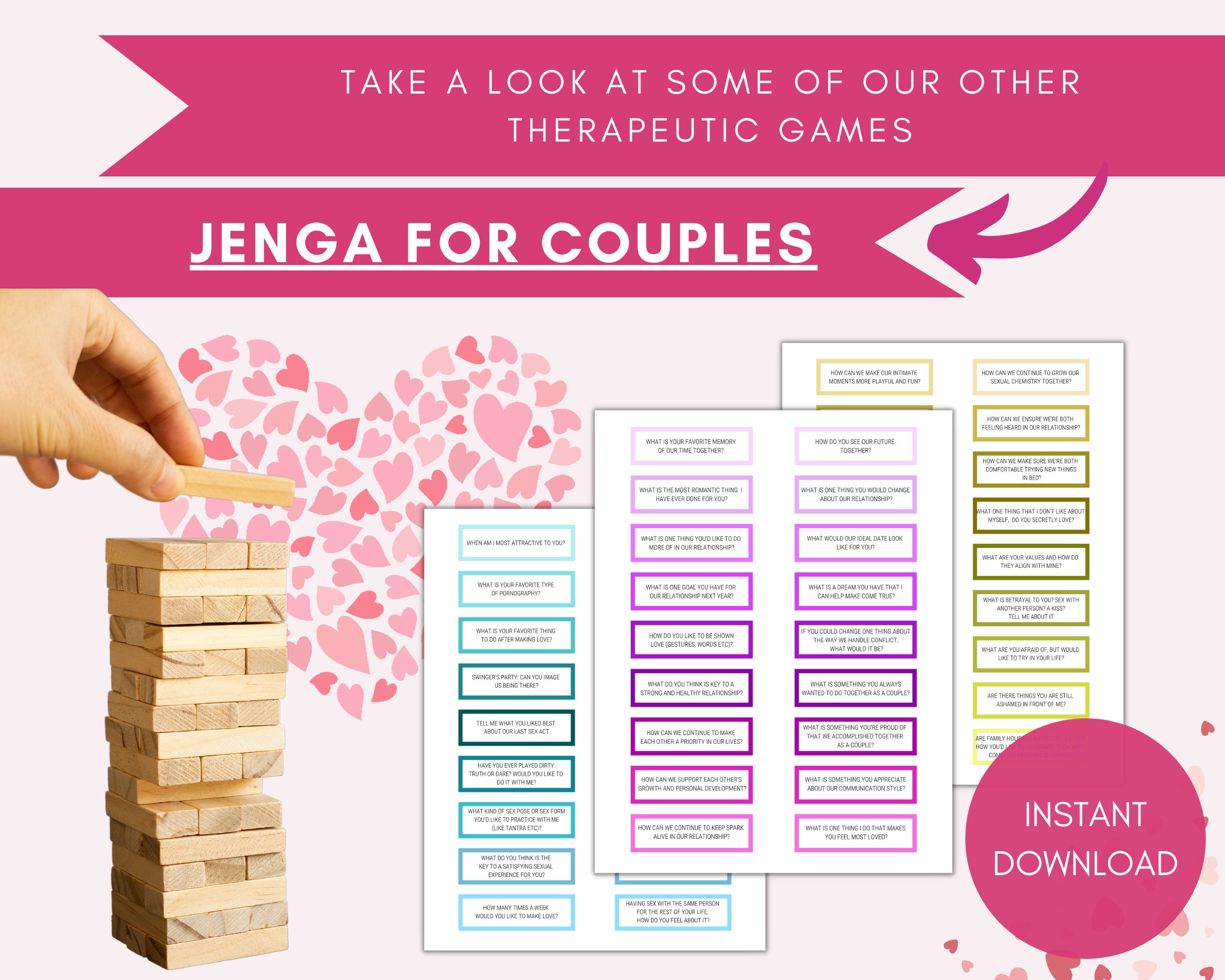 Jenga Questions & Conversation Starter Cards for Family Friends Party ...