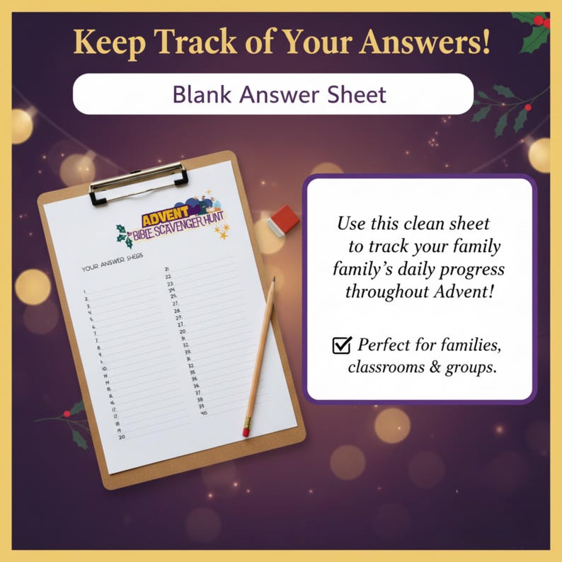 Advent Bible Scavenger Hunt Printable, 24 Days of Christmas Activity ...