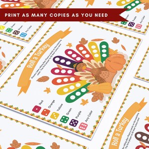 Roll A Turkey Dice Game, Thanksgiving Printable Game for Kids, Fall ...