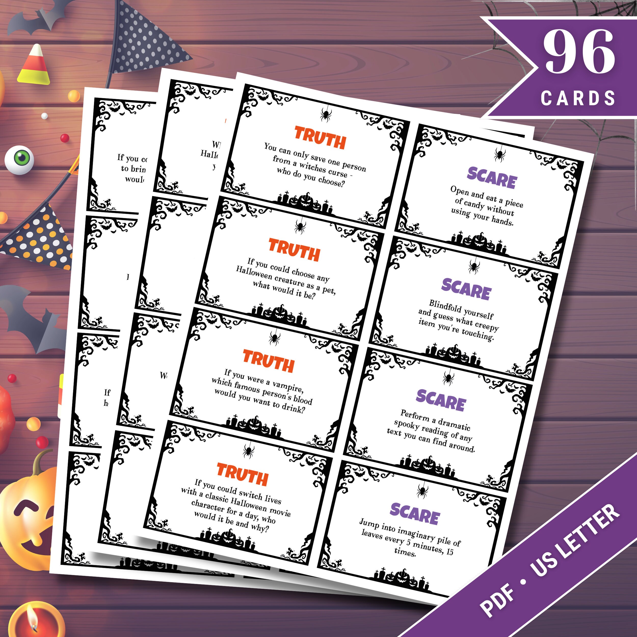 Halloween Truth or Scare Cards - the Fun Halloween Party Group Game for ...