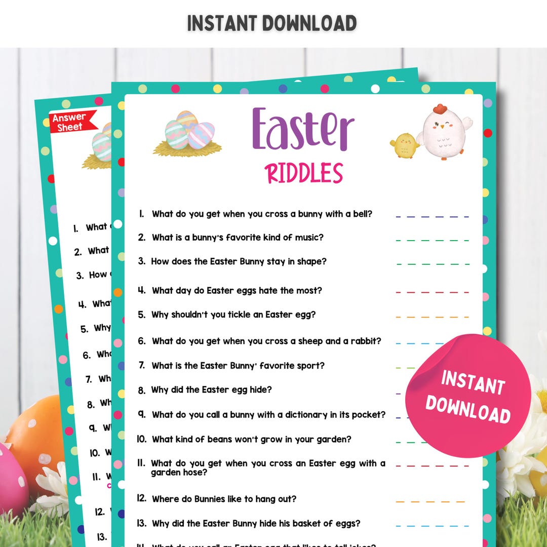 Easter Riddles | Easter Printable Game for Kids & Adults | Easter Fun ...