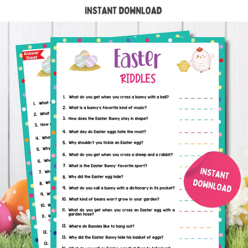 Easter Riddles | Easter Printable Game for Kids & Adults | Easter Fun ...