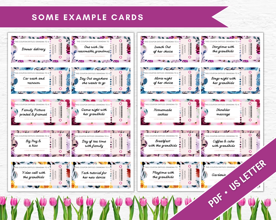 Printable Grandma Coupons, Printable Coupons for Grandma, Coupon Book ...