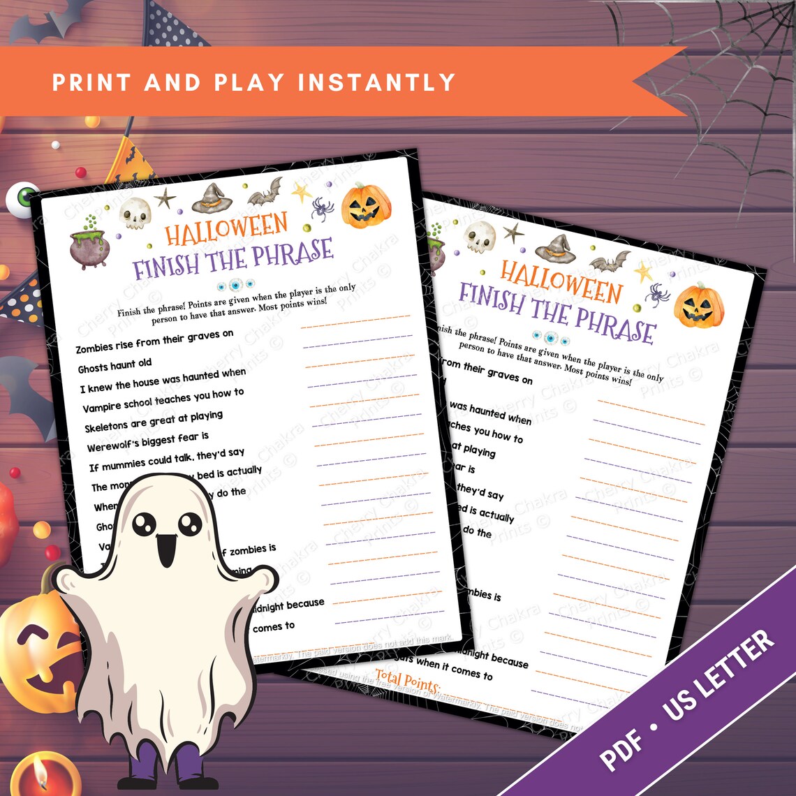 Halloween Finish the Phrase Game, Printable Halloween Party Game, Fun ...
