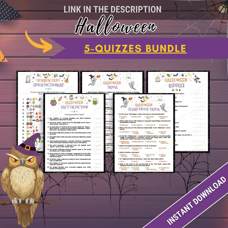 Halloween Riddle Me This Game, Fun Halloween Trivia Quiz Game ...