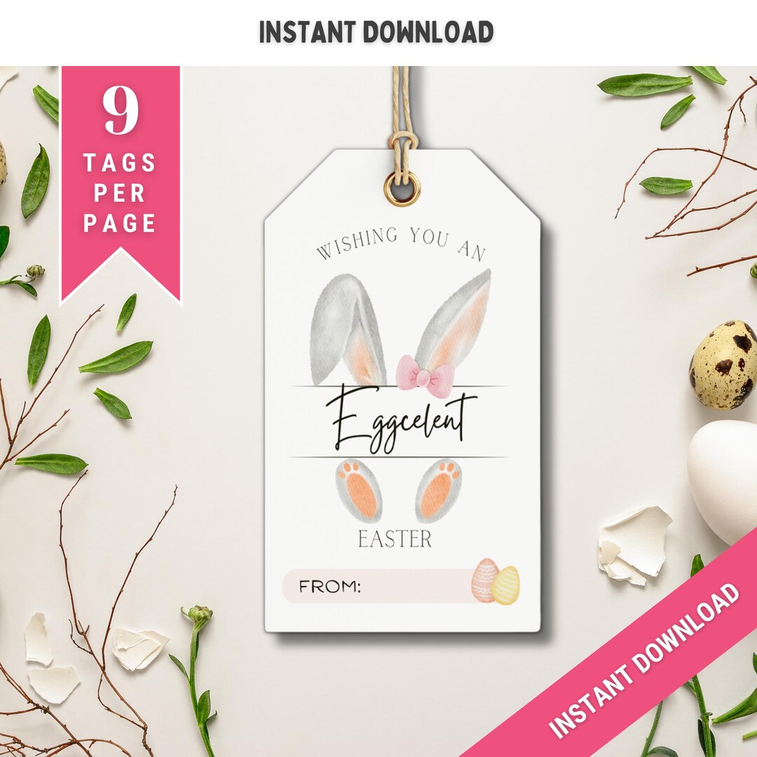 Easter Basket Tag | Easter Bunny Gift Tag | Easter Basket Name Tag ...