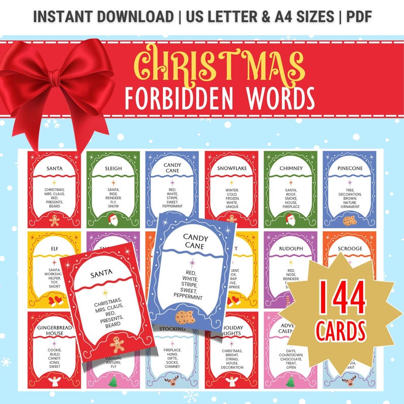 Christmas Forbidden Words Game, Printable Christmas Taboo Game ...