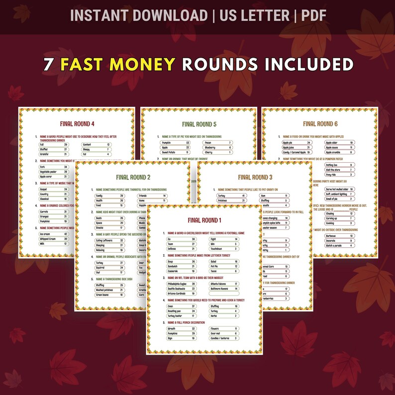 Fun Thanksgiving Friendly Family Feud Game, Thanksgiving Family Group ...