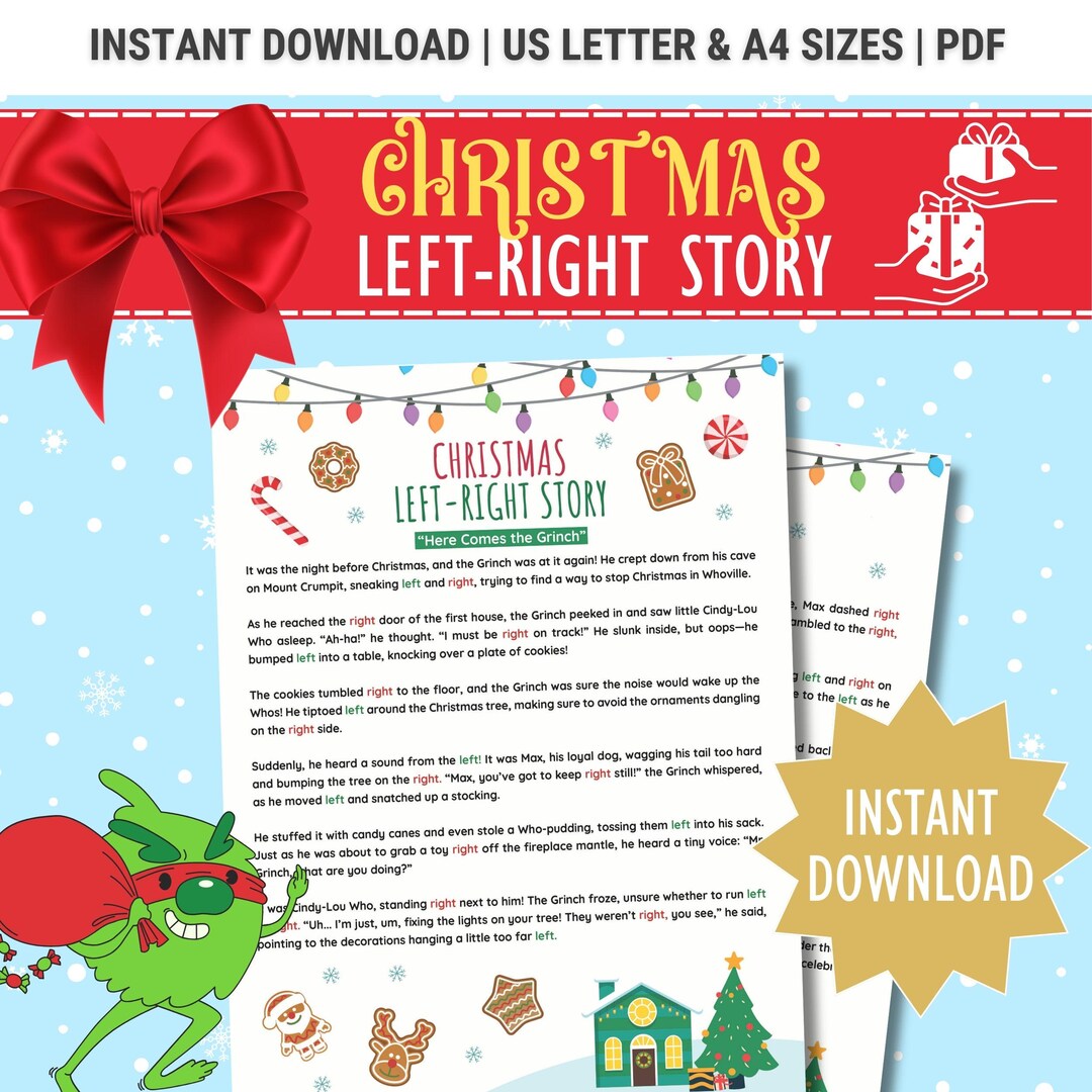 Christmas Left Right Story Game, Printable Christmas Party Game ...