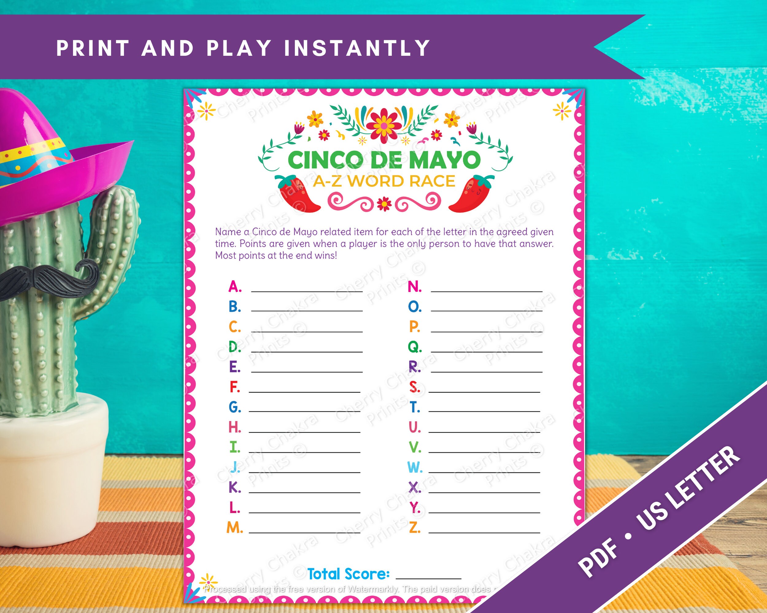 Cinco De Mayo A - Z Word Race Game | Cinco De Mayo Party Games for ...