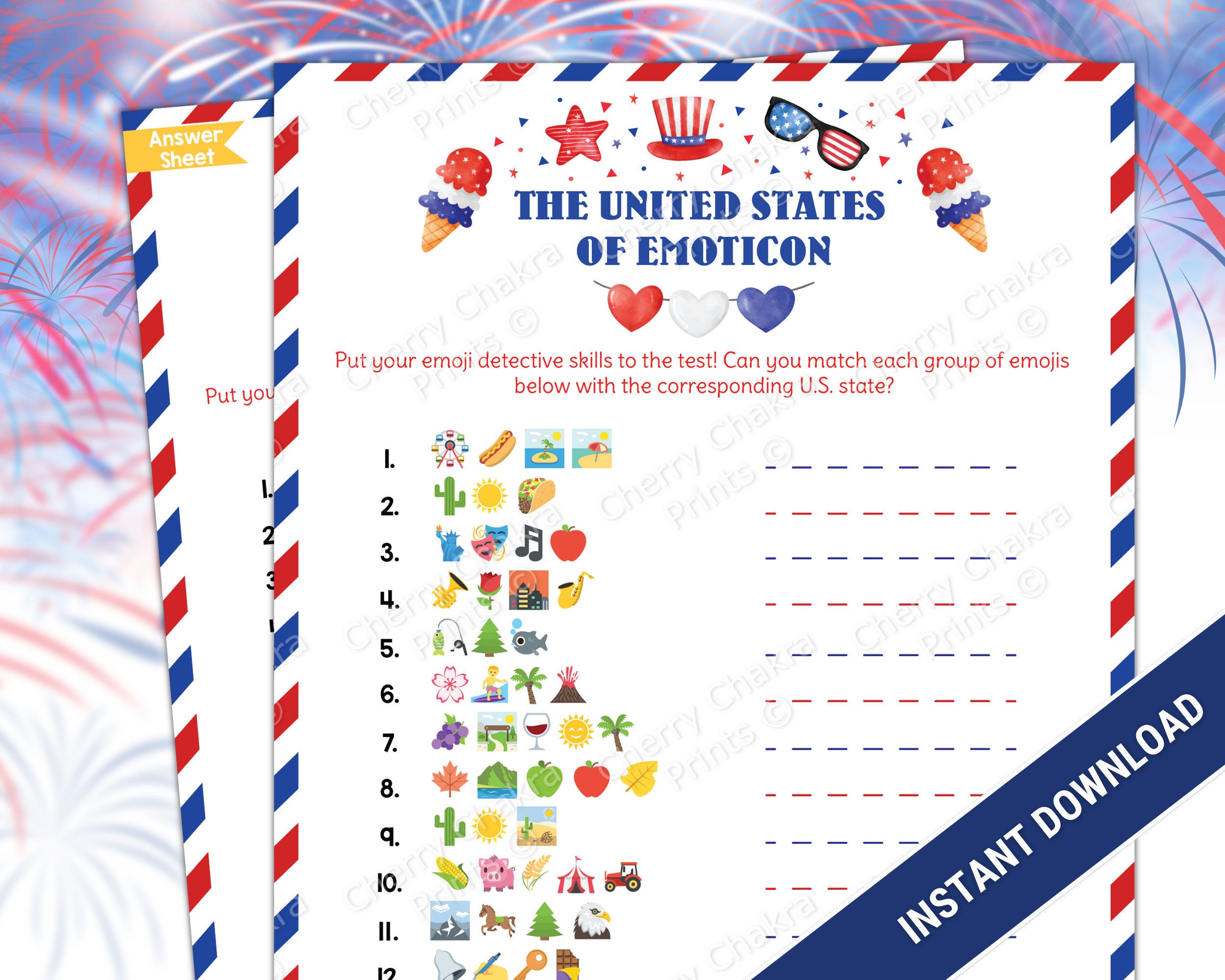 4th of July Emoji Pictionary Game, Printable Independence Day Games ...