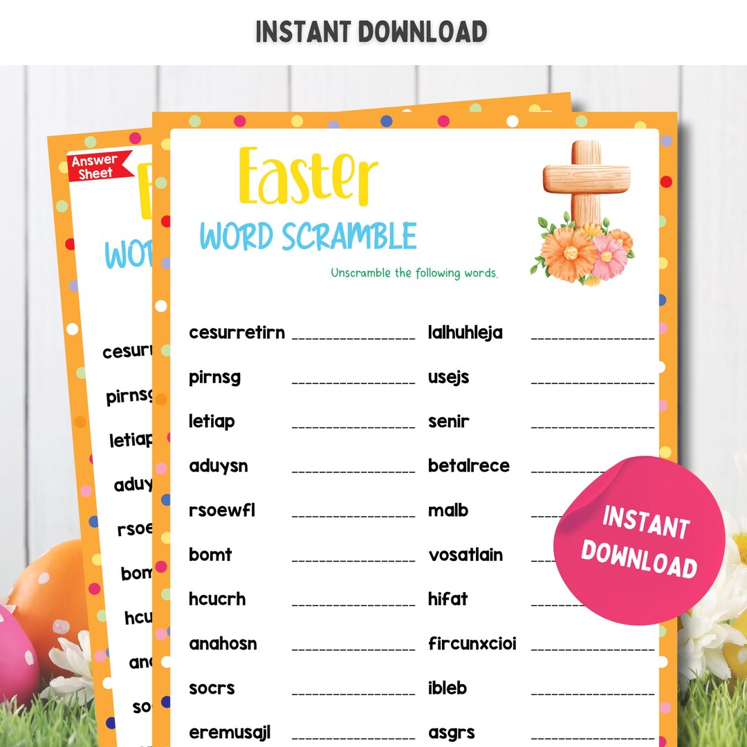 Lent Word Scramble Game | Printable Christian Easter Games for Kids ...
