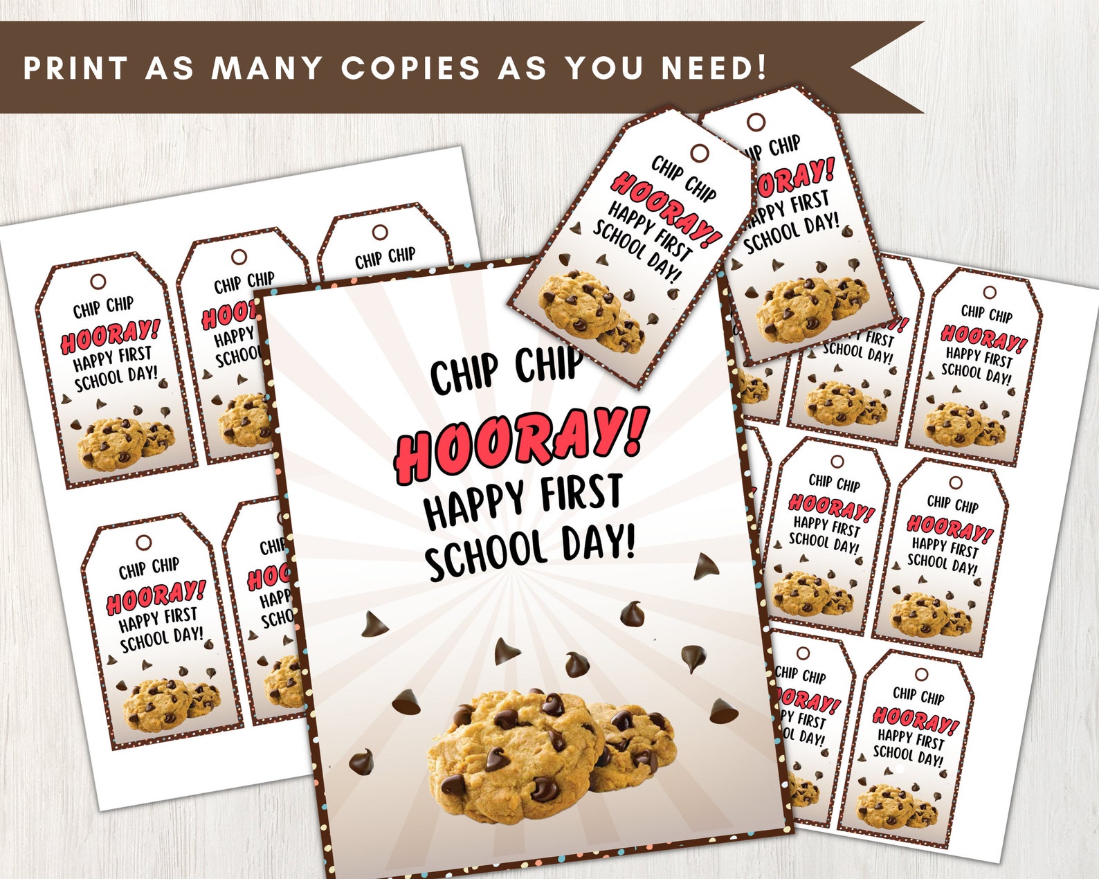 Back to School Cookies Gift Tag, First Day of School Treat Tag, PTO PTA ...