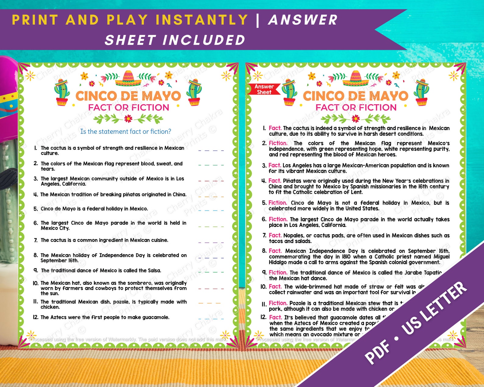 Cinco De Mayo Fact or Fiction Game | Printable Fun Cinco De Mayo Party ...