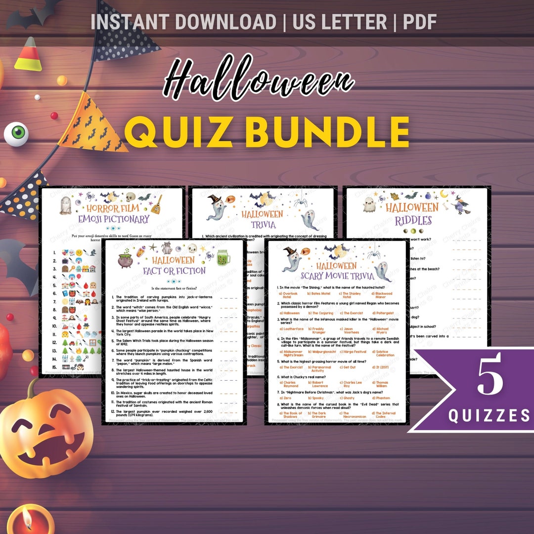 Halloween Trivia Game Bundle, Halloween Printable Games, Halloween ...