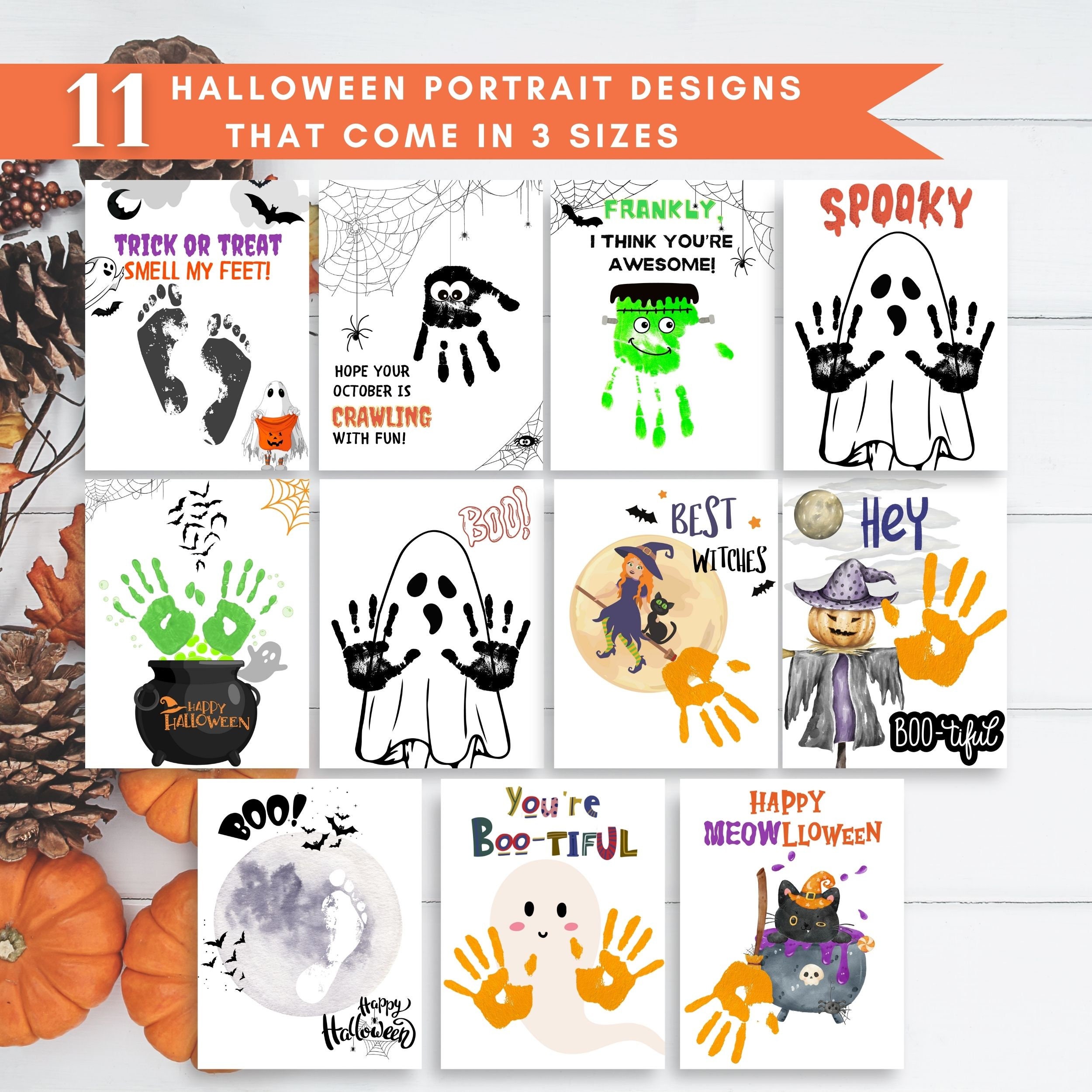 Fall Handprint Craft Bundle, Fall Halloween Handprint Art, Fall Craft ...