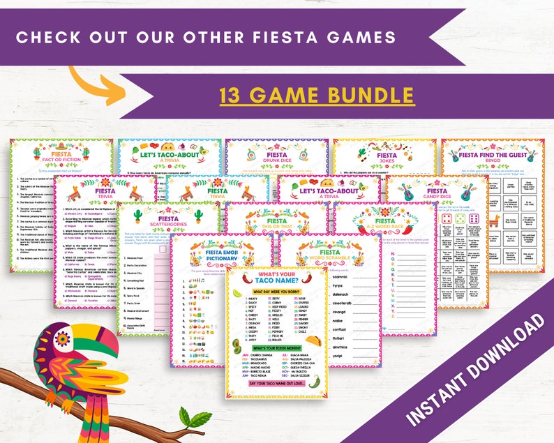 Fiesta Taco Trivia Mexican Fiesta Printable Games Tacos Fact or Fiction ...