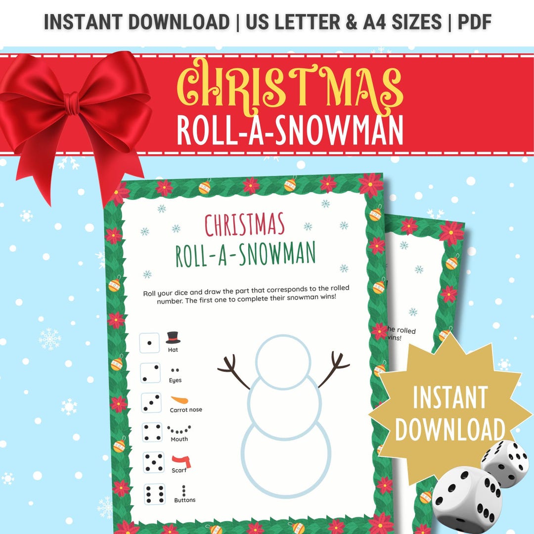 Roll A Snowman Game | Printable Dice Game for Children | Winter ...