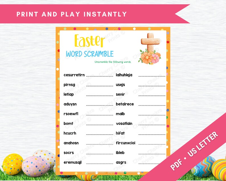 Lent Word Scramble Game | Printable Christian Easter Games for Kids ...