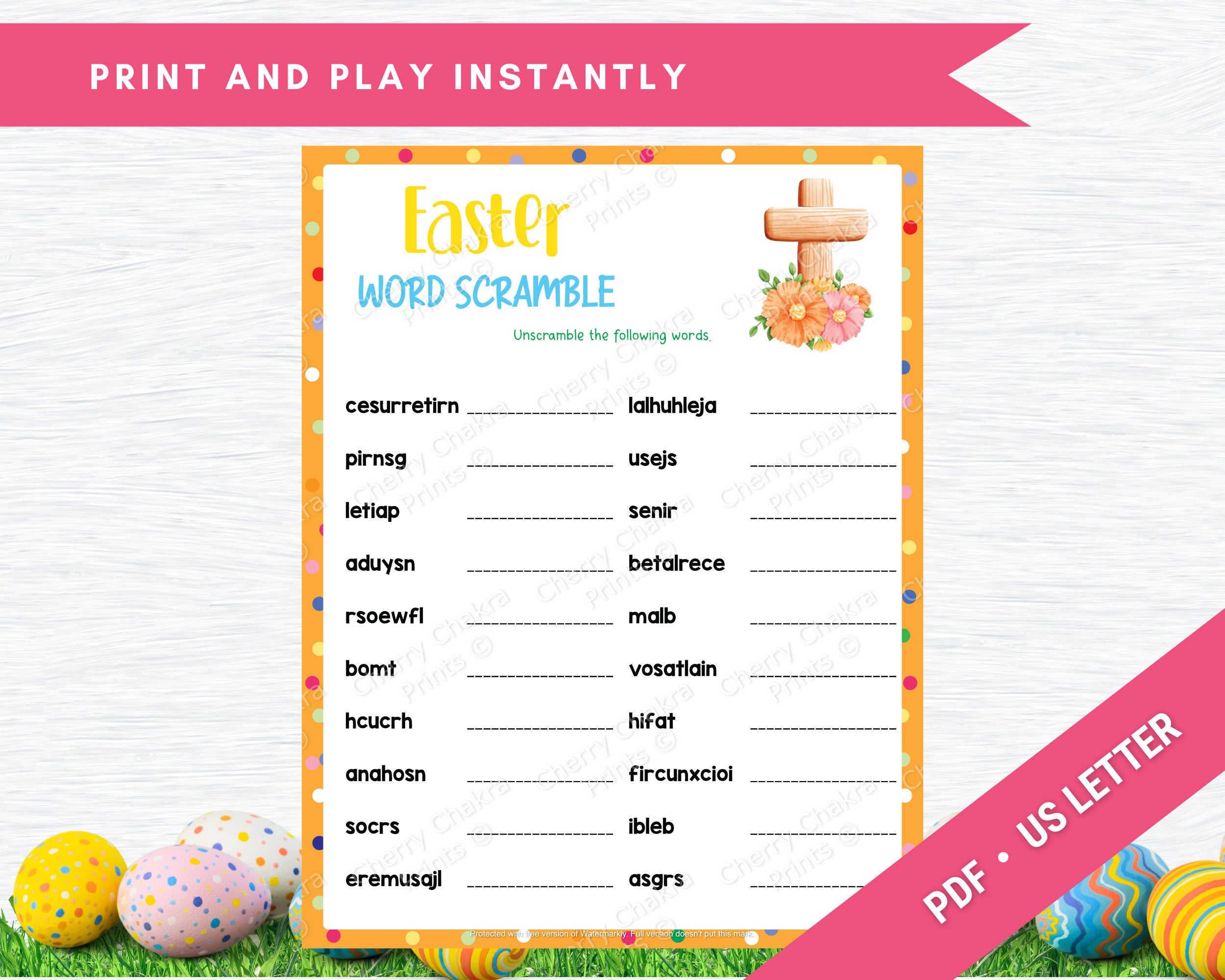 Lent Word Scramble Game | Printable Christian Easter Games for Kids ...