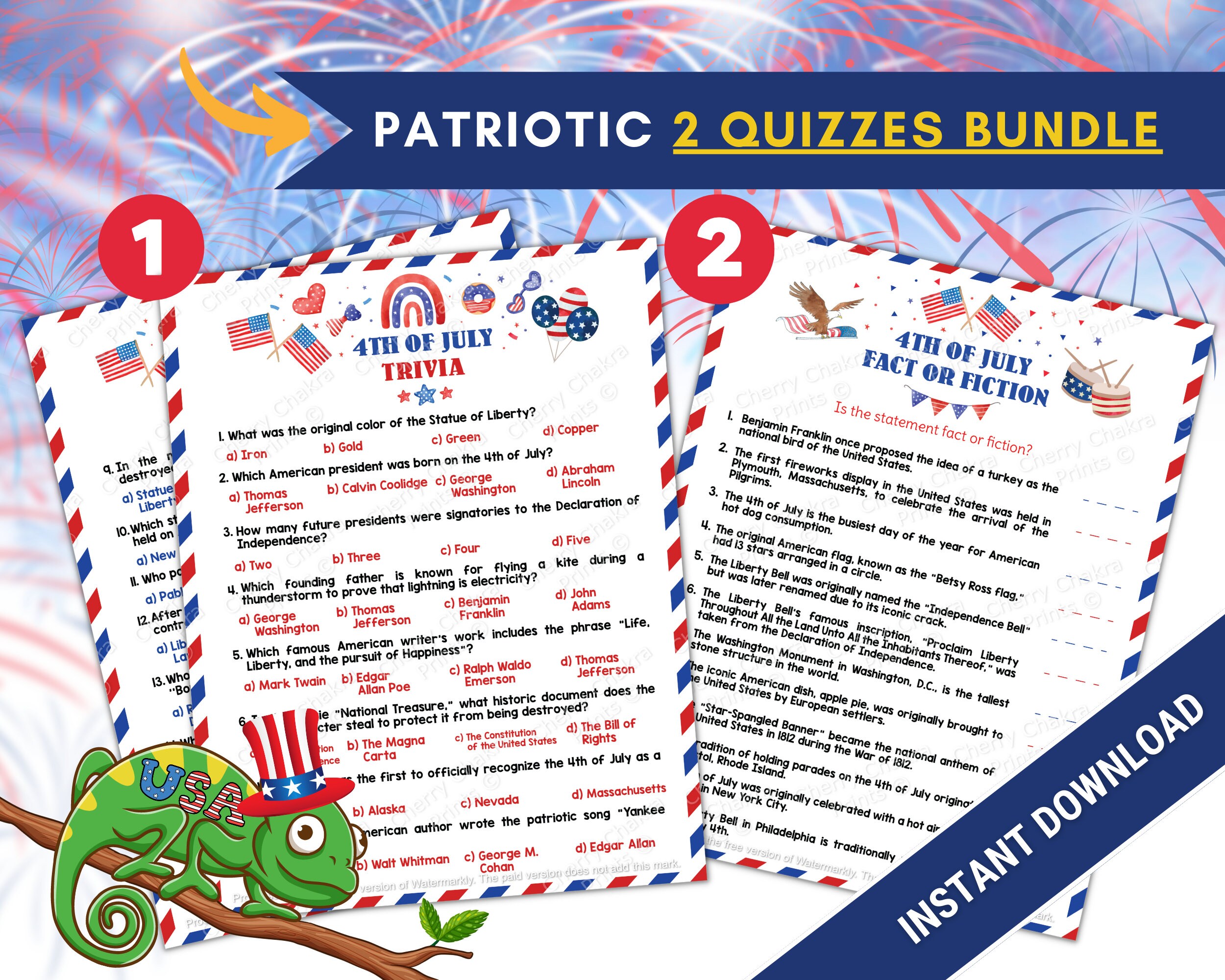 4th of July Patriotic Fact or Fiction Game, Printable Independence Day ...
