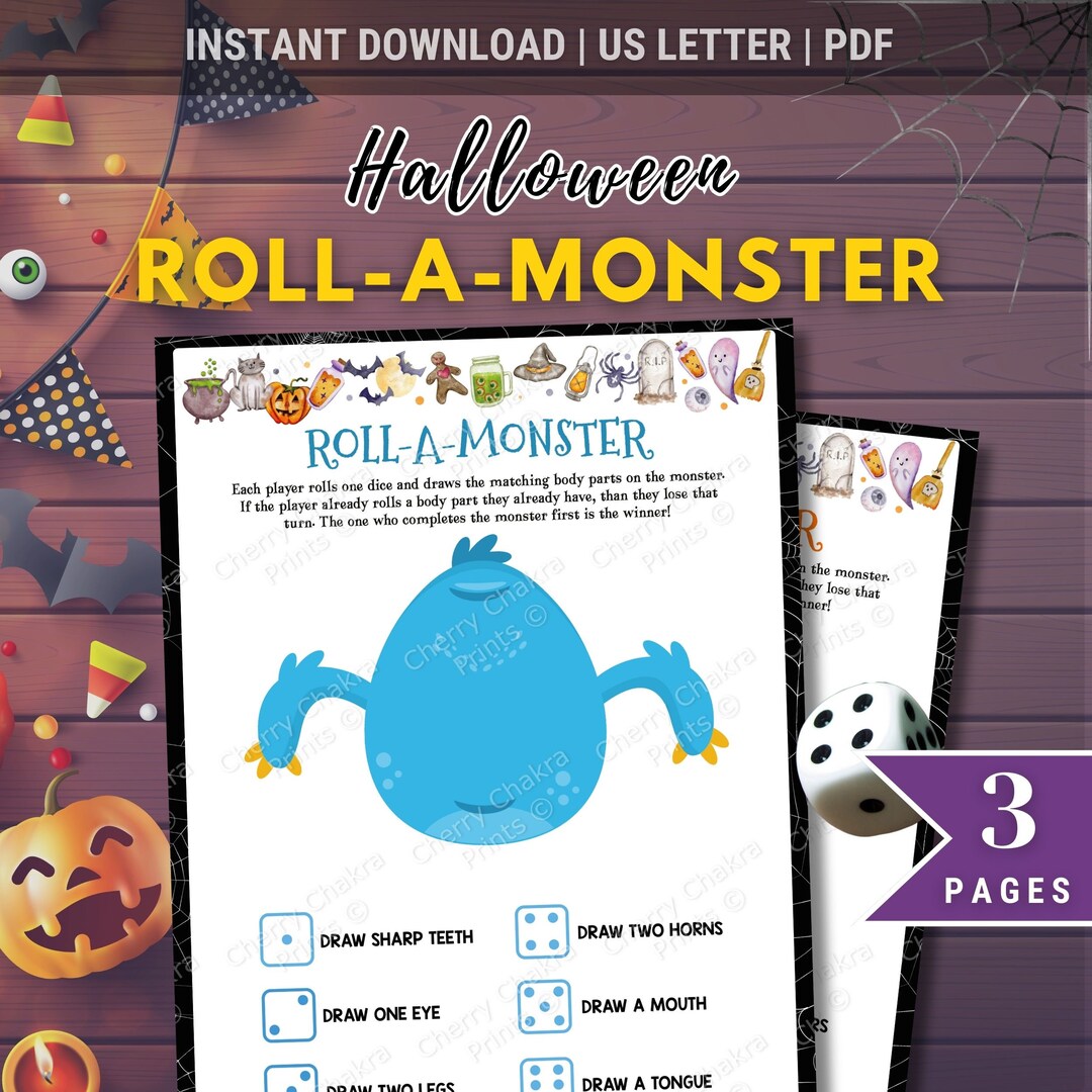 Fun Halloween Roll A Monster Dice Game | Halloween Printable Dice Game ...