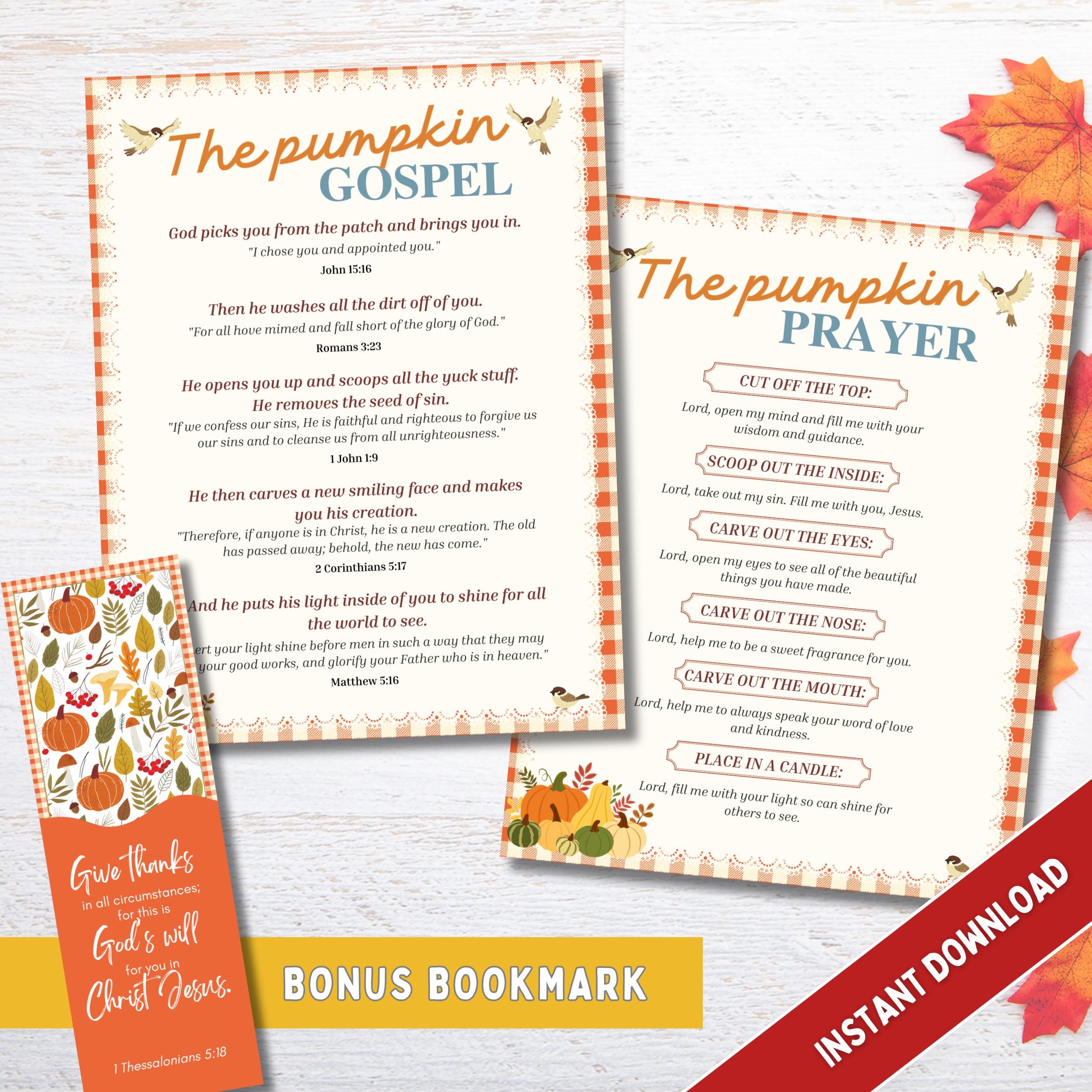 Pumpkin Gospel Printable & Pumpkin Prayer for Kids, Fall Christian ...