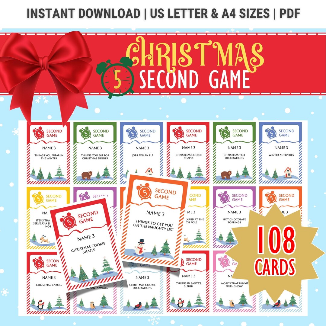 Christmas 5 Second Game, Christmas Think Fast Game, Holiday 5 Second ...