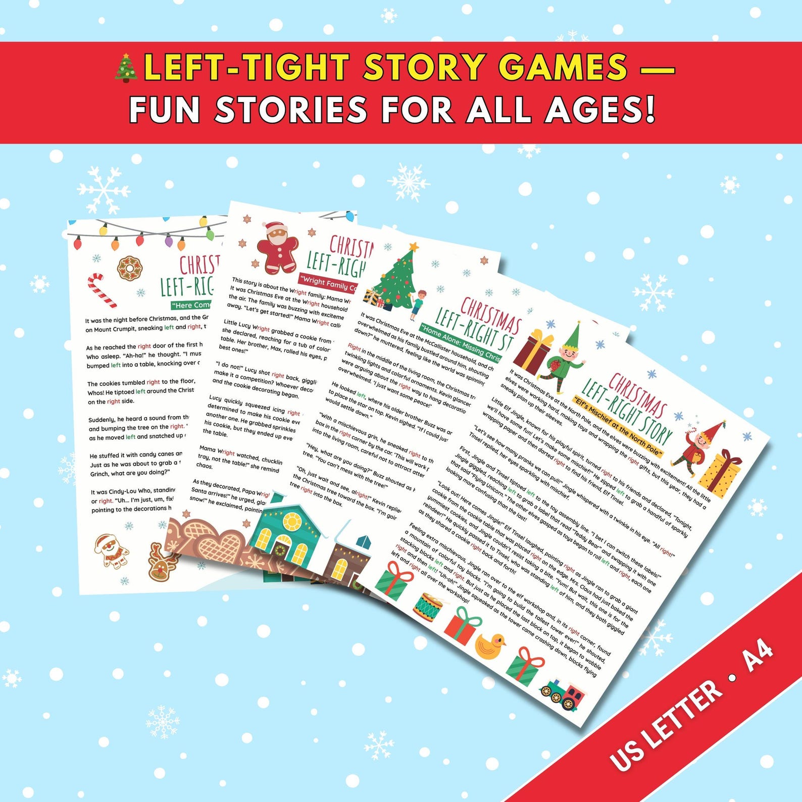 Christmas Left Right Story Game, Printable Christmas Party Game ...