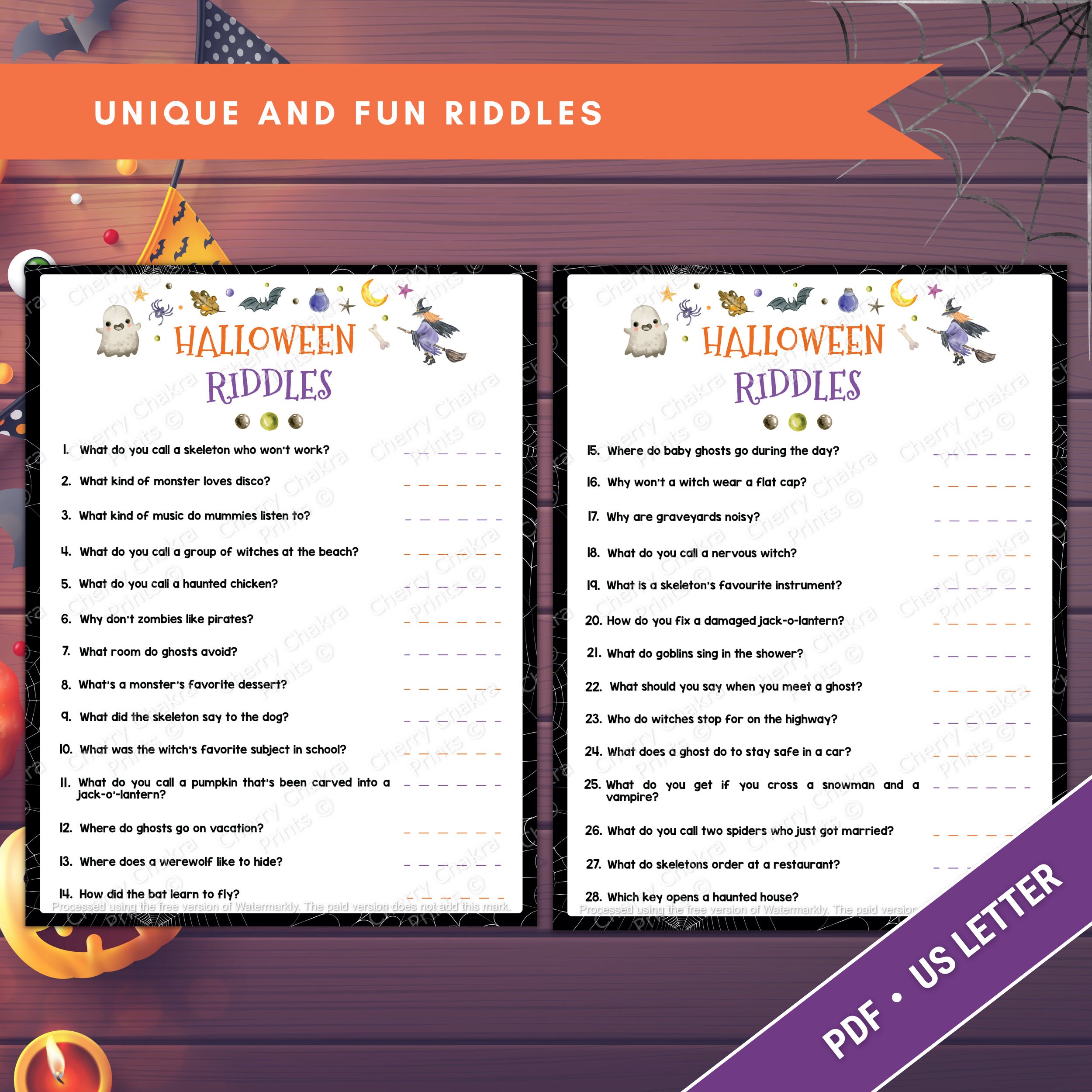 Halloween Riddle Me This Game, Fun Halloween Trivia Quiz Game ...
