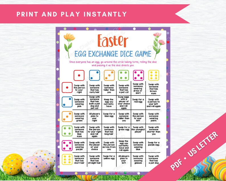 Easter Egg Exchange Dice Game | Printable Easter Games | Easter Party ...