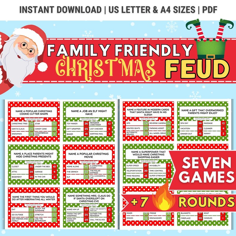 Fun Christmas Friendly Feud Game | Printable Christmas Family Group ...