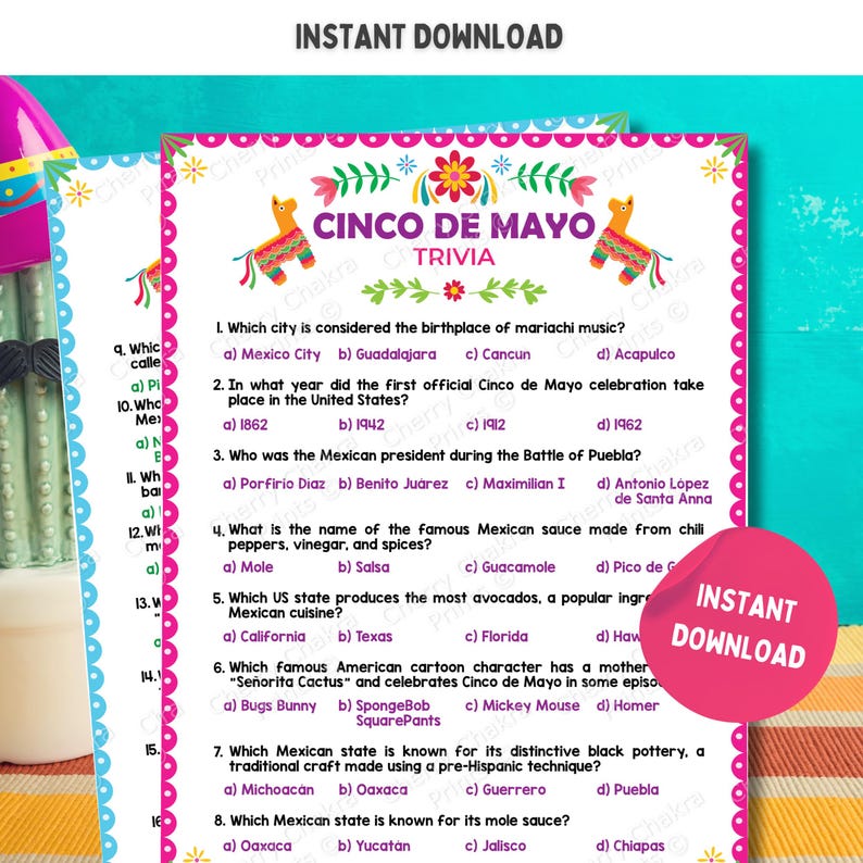 Cinco De Mayo Trivia Quiz Game | Cinco De Mayo Party Games for Family ...