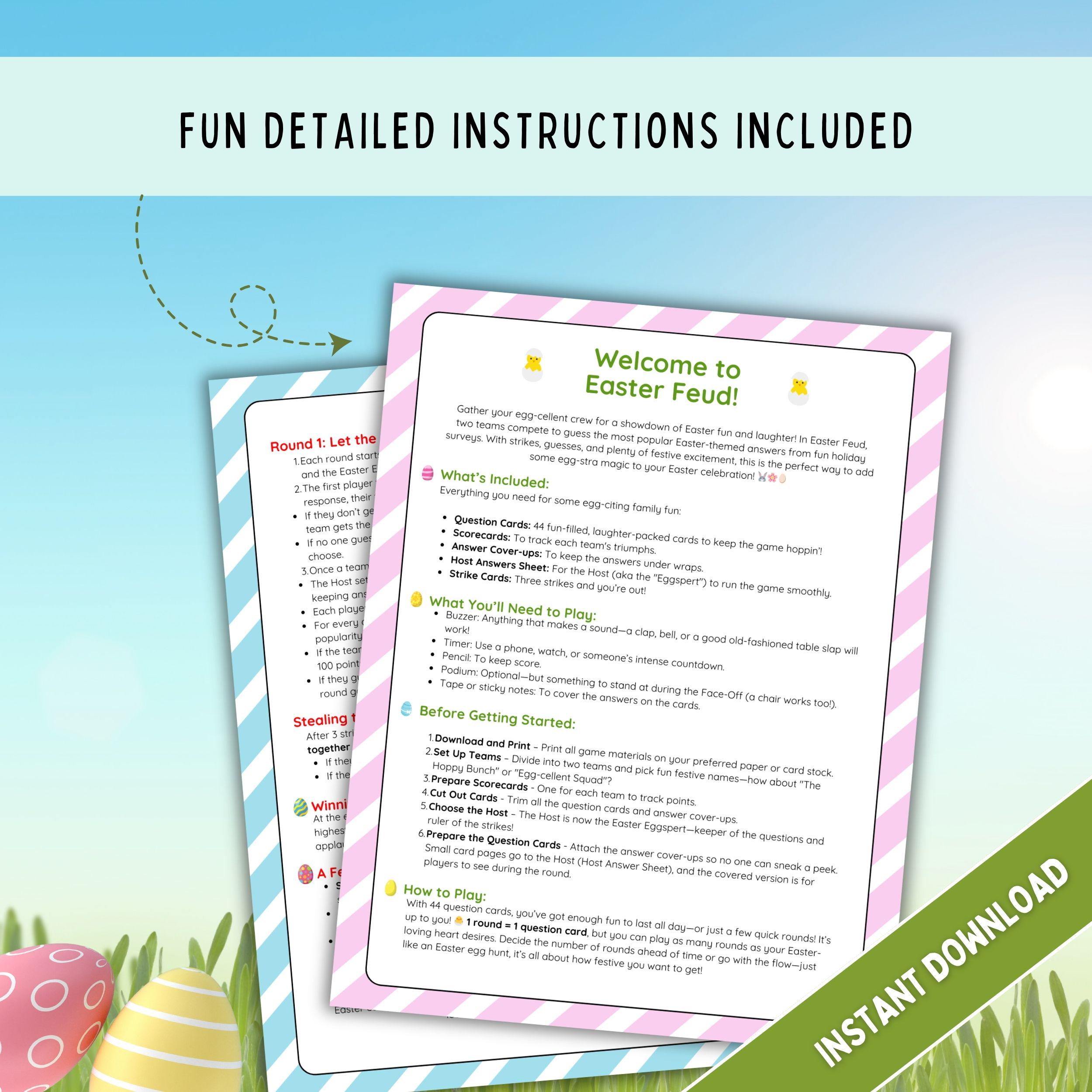 Easter Friendly Feud Game | Printable Easter Family Group Game | Easter ...