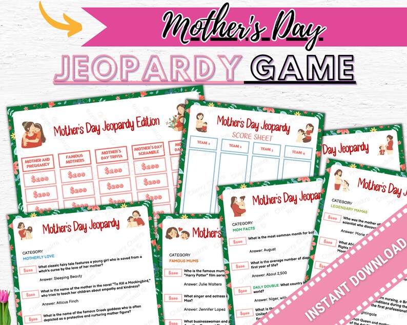 Mother's Day Trivia Quiz Game Bundle Printable - Etsy