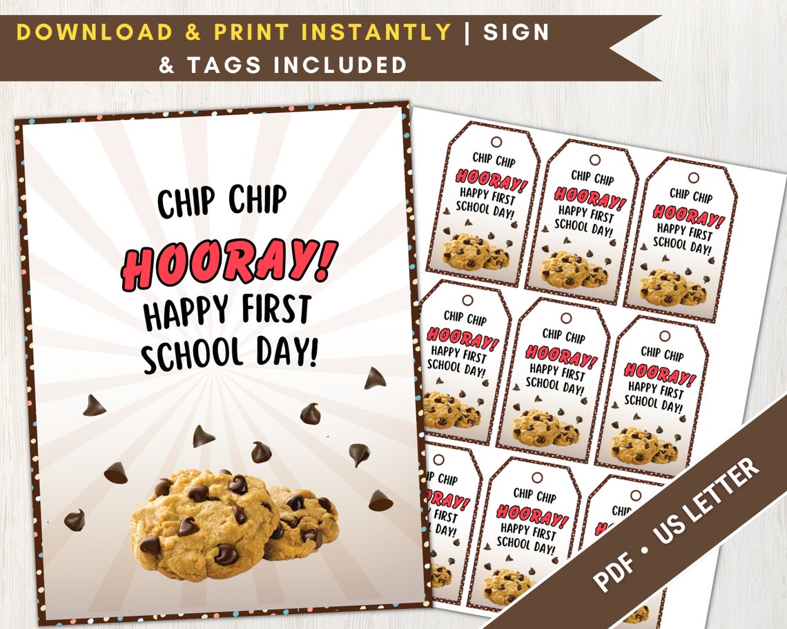 Back to School Cookies Gift Tag, First Day of School Treat Tag, PTO PTA ...